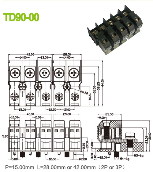 Electrical Feed Through Terminal Block Connectors 85A Brass Perforation ...