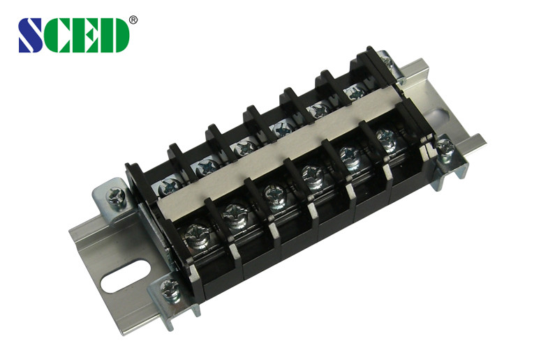 PCB Panel Mount Terminal Block 11.50mm 600V 30A PC Black Screw Terminal ...