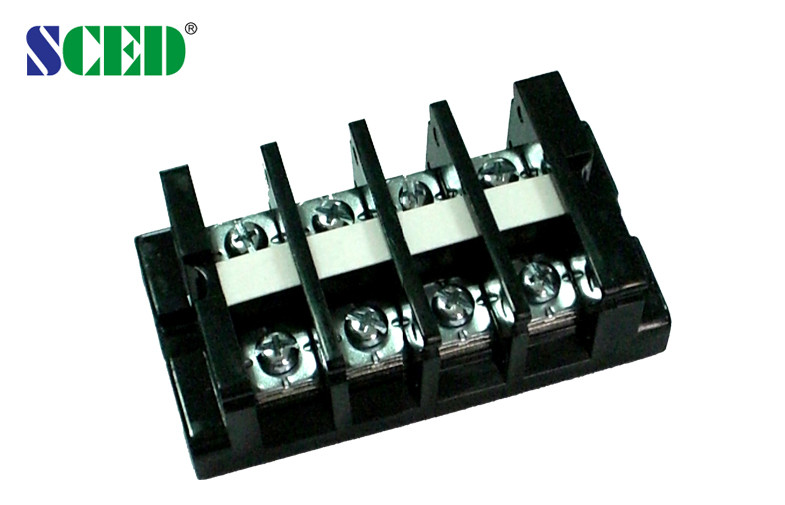 High Current Terminal Connector Block 18.0mm 600V Black PC Screw Mount ...