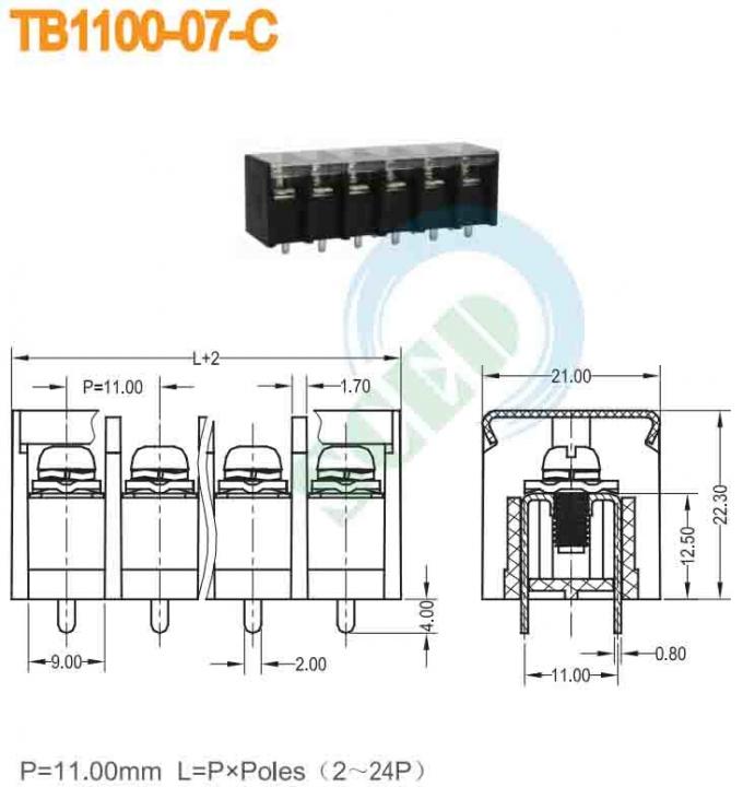 Barrier Type Terminal Block For Power Supply M4 20A 300V Screw Strip ...