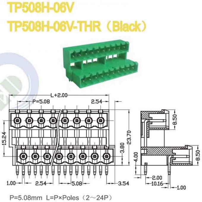 PA66 Pluggable Terminal Block Male Sockets Header Double Level Pitch 5 ...